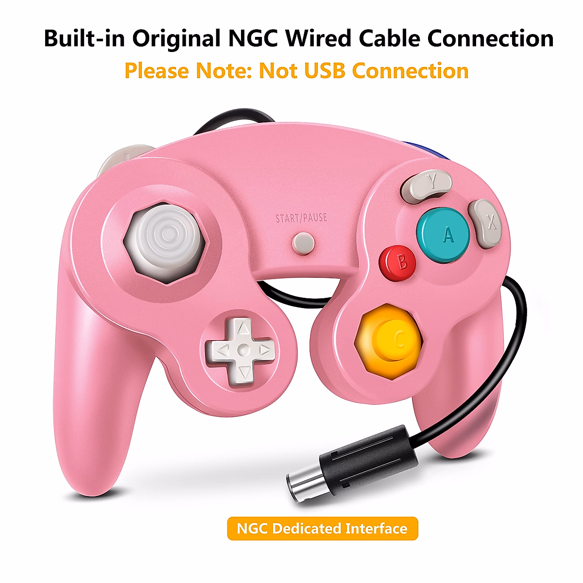 FIOTOK Gamecube Controller, Classic Wired Controller for Wii Nintendo Gamecube (Pink & Purple-2Pack)
