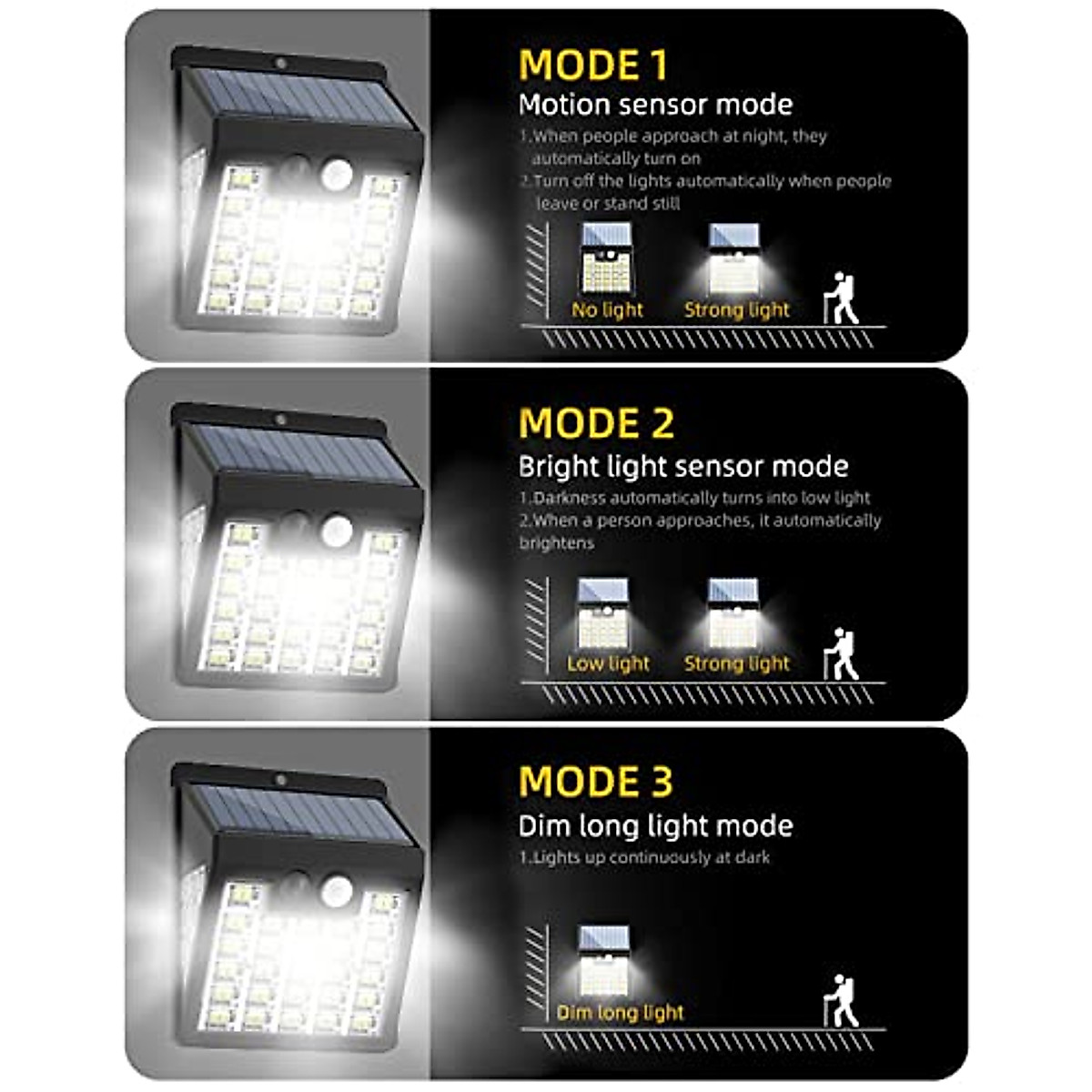 Solar Outdoor Lights, Street Light Ip65 Waterproof Outdoor Solar Powered Dusk to Dawning with Motion Sensor Led Floods Light for Parking Lot, Drive-Way