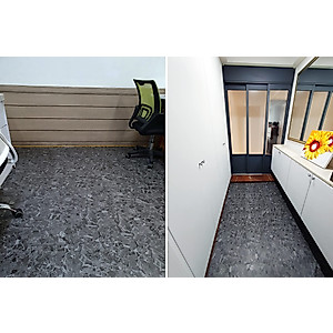 ROSEROSA Peel and Stick Engineered PVC Tiles Marble Granite Pattern Durable Vinyl Flooring (ECK-303 : Square 4 Tiles)