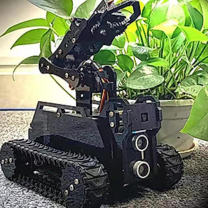 Gewbot DIY Robot Model Kit for Raspberry Pi 4/3 Model B+/B WiFi Wireless Smart Robot Car Kit with 4-DOF Robotic Arm/OpenCV Target Tracking/Video Transmission Rasptank Robotic Kit with PDF