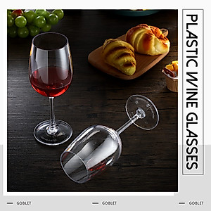 Purpeak Set of 12 Plastic Wine Glasses with Stem Unbreakable Wine Glasses Reusable Clear Goblet Wine Glasses for Drinking, Pool, Travel, Camping or Picnic Supplies (Goblet)