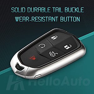 HelloAuto Fit for Cadillac Replacement Key Fob Cover, Key Fob for Cadillac XT5 ATS CTS Remote Key SRX XTS Escalade Key Fob, Keyless Entry Remote 5-Buttons Key Case(HYQ2AB, HYQ2EB)