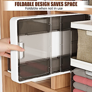 SNSLXH 24Qt, Upgrade Large Stackable Storage Bins, Foldable Closet Organizers Storage Box, Drawer Organizers for Clothes, 4 Pack with 2 Lids