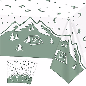 ssailue decor 3pcs Camp Bachelorette Party Disposable Tablecloth,Mountain Camp Bachelorette,Weekend in The Woods for Girls Bridal Shower Wedding Engagement Party Decorations