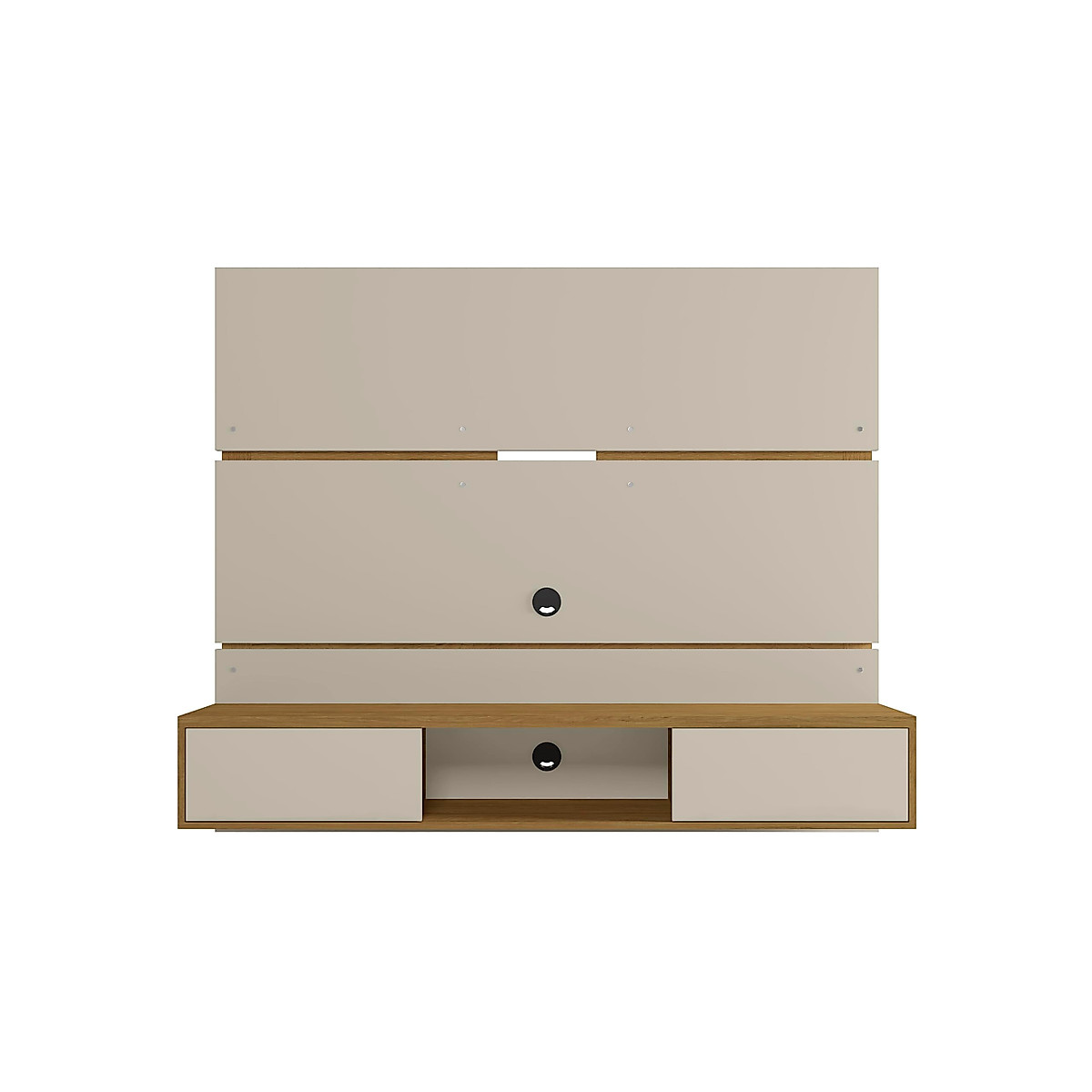 Manhattan Comfort Vernon 62" Floating Entertainment Center, Wall Mounted TV Stand for 55'' Television with Concealed & Open Storage, Hole for Cable Management, Off-White and Cinnamon