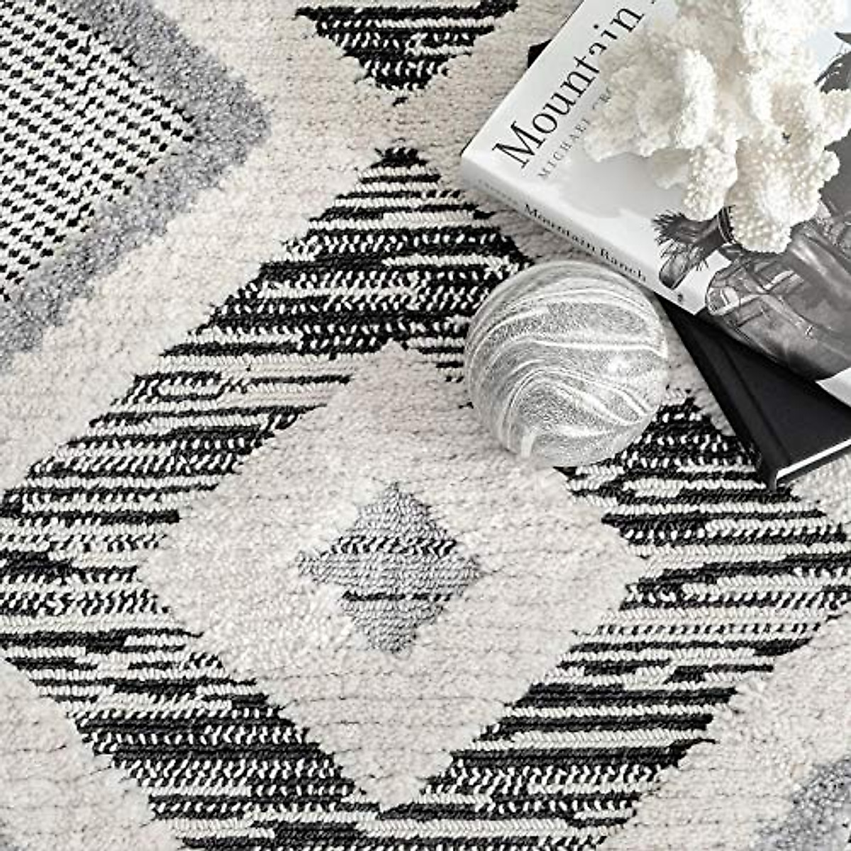 nuLOOM Theola Geometric High-Low Shag Area Rug, 3' x 5', Grey