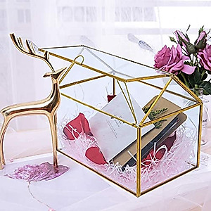 RUNIGOO Card Box for Wedding, Glass Gift Boxes, Clear Terrarium Card Holder Display Box Perfect for Centerpiece Decor, Wedding Receptions, Graduation Party Supplies 9"x5.9"x7.5" (Only Box)