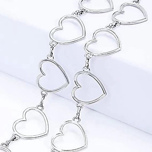 Zhang shine Fashion Long Tassel Love Hearts Pendant Silver Metal Waist Chain Women Adjustable Body Link Belts Body Belly Jewelry for Jeans Dresses