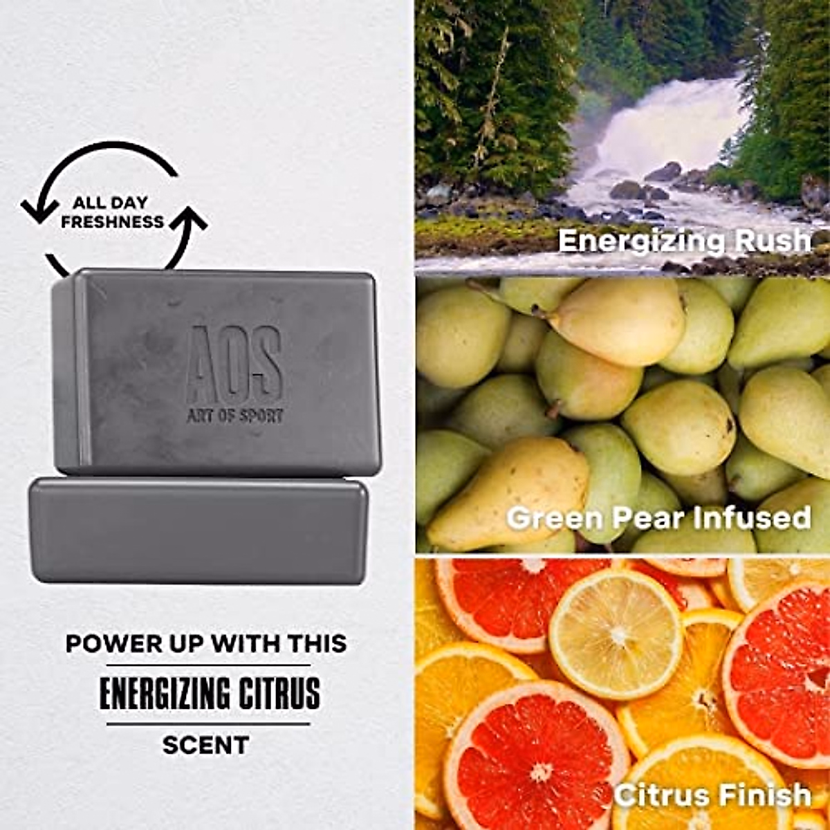 Art of Sport Men’s Bar Soap, Charcoal Activated Hand, Face and Body Soap, Citrus Fragrance, Made with Natural Botanicals, Moisturizing Tea Tree Soap, Made for Athletes, Compete Scent, 3.75 Ounce (Pack of 4)