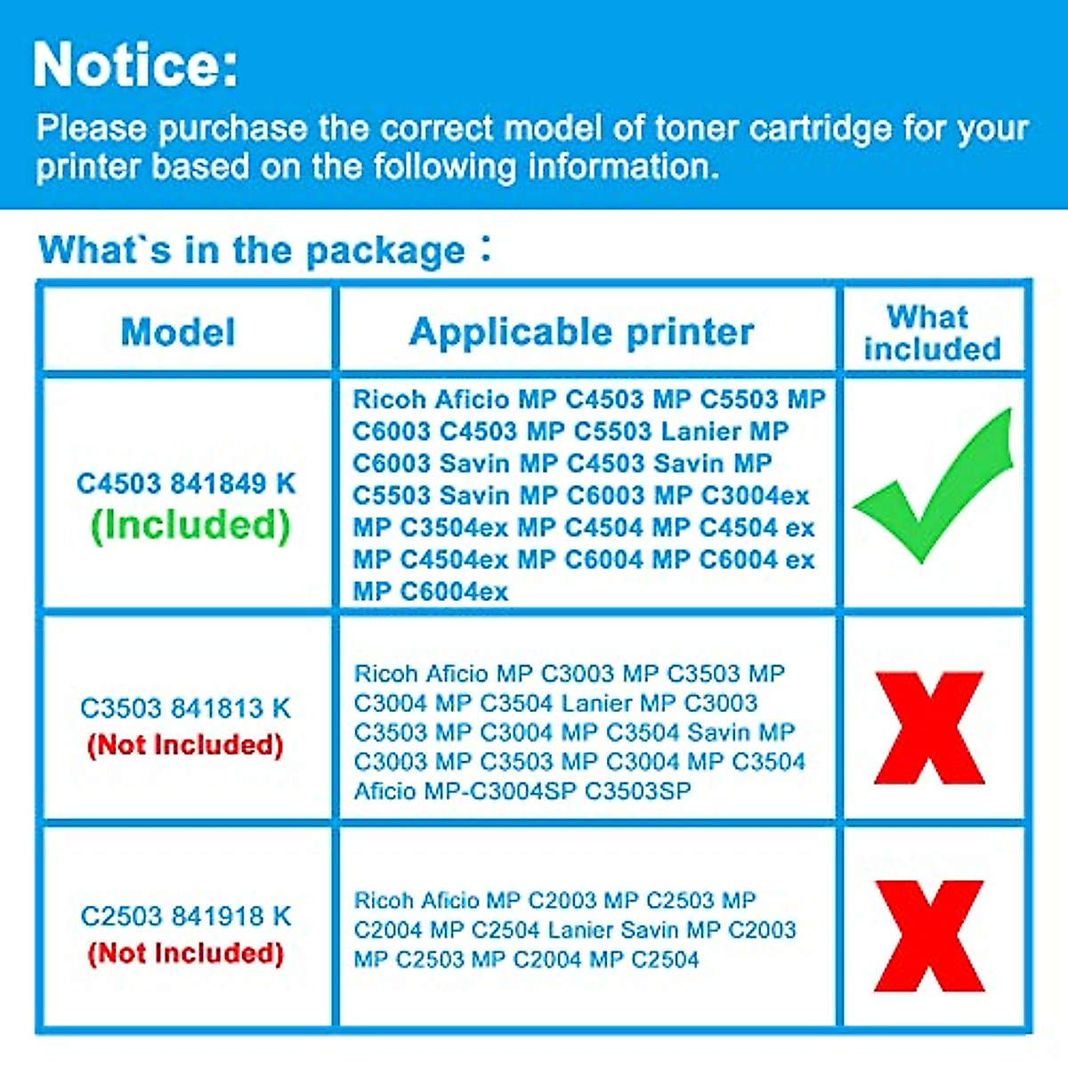 LCL Compatible Toner Cartridge Replacement for Ricoh 841849 MP C4503 C5503 C6003 C4503 MP C5503 MP C6003 C4503 MP C5503 Lanier MP C6003 Savin MP C4503 Savin MP C5503 Savin MP C6003(1-Pack Black)