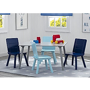 Delta Children Kids Table and Chair Set (4 Chairs Included) - Ideal for Arts & Crafts, Snack Time, Homeschooling, Homework & More - Greenguard Gold Certified, Grey/Blue