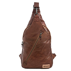 VELEZ Sling Bag Genuine Leather For Men -Mens Tan Crossbody Bag