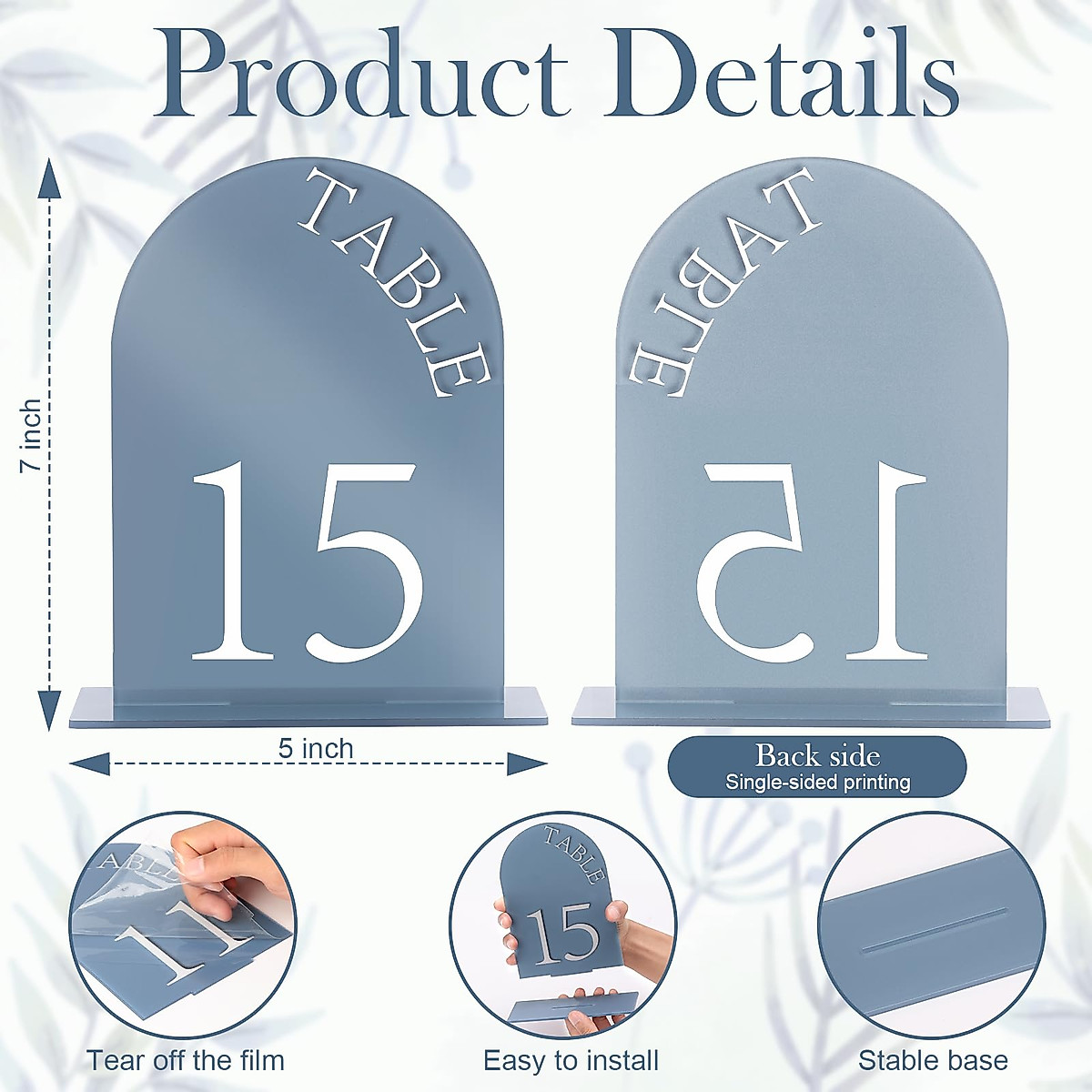 Acrylic Wedding Table Numbers 1-15 Table Number Stands Bulk Wedding Table Signs Stand Table Number Holders With Cards Wedding Table Numbers Stands for Bridal Shower Reception Anniversary (Dusty Blue, 5x7)