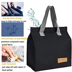 FERNYE Lunch Bag for Women/Men,Waterproof Reusable Portable Lunch Tote,Lunch Box Bag.Thermal Cooler Bag Ideal for Work/Party/l/Travel/Picnic (Light Black)