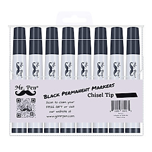 Mr. Pen- Black Permanent Markers, 8 Pack, Chisel Tip Permanent Marker, Markers, Black Markers, Thick Black Markers, Permanent Marker Chisel, Chisel Tip Black Marker, Chisel Tip Black, Chisel Tip