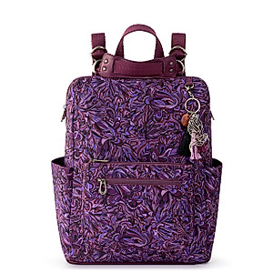 Sakroots womens Eco-twill Convertible Loyola Backpack in Eco Twill Adjustable Crossbody Strap Multifunctional Bag with Laptop Compartmen, Violet Treehouse, One Size US