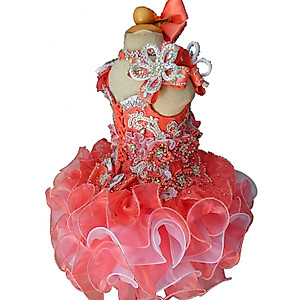 Jenniferwu G016 Infant Toddler Baby Newborn Little Girl's Pageant Party Birthday Dress Peach Size 3T