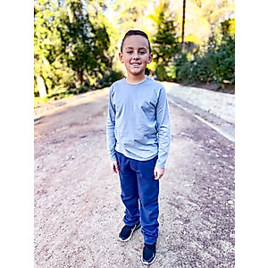 City Threads Big Boys' Cotton Long Sleeve Tee Base Layer for Fall Winter School or Play - Sensitive Skins or SPD Sensory Friendly Kids Clothing, Black, 14