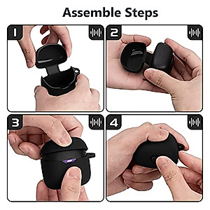 Miimall Case Compatible with JBL Tune Flex Case Cover, [Anti-Lost Keychain] [Scratch Resistance] Dust-Proof Protective Silicone Case for JBL Tune Flex with Carabiner Case Cover(Black)