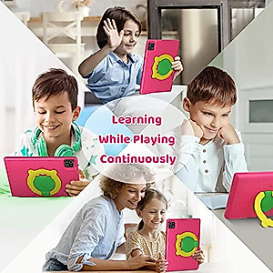 HiGrace Kids Tablet 10 inch - Android 12 Quad core Tablet for Kids (Ages 3-12), 5000mAh, 32GB ROM, Dual Camera, WiFi, Parental Control, Kid-Proof Case-Pink