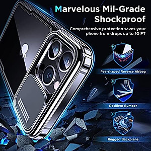 Simtect Designed for iPhone 14 Pro Max Case with Sliding Camera Cover, Shockproof & Military-Grade Protective Transparent Phone Case for iPhone 14 Pro Max 6.7 inch - Clear