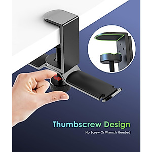 6amLifestyle Dual Rotatable Headphone Stand Hanger Under Desk Clamp Headset Holder Aluminum Load up to 11lb Headset Stand Hanger Compatible with Universal Headphones, Black 6A-13BK