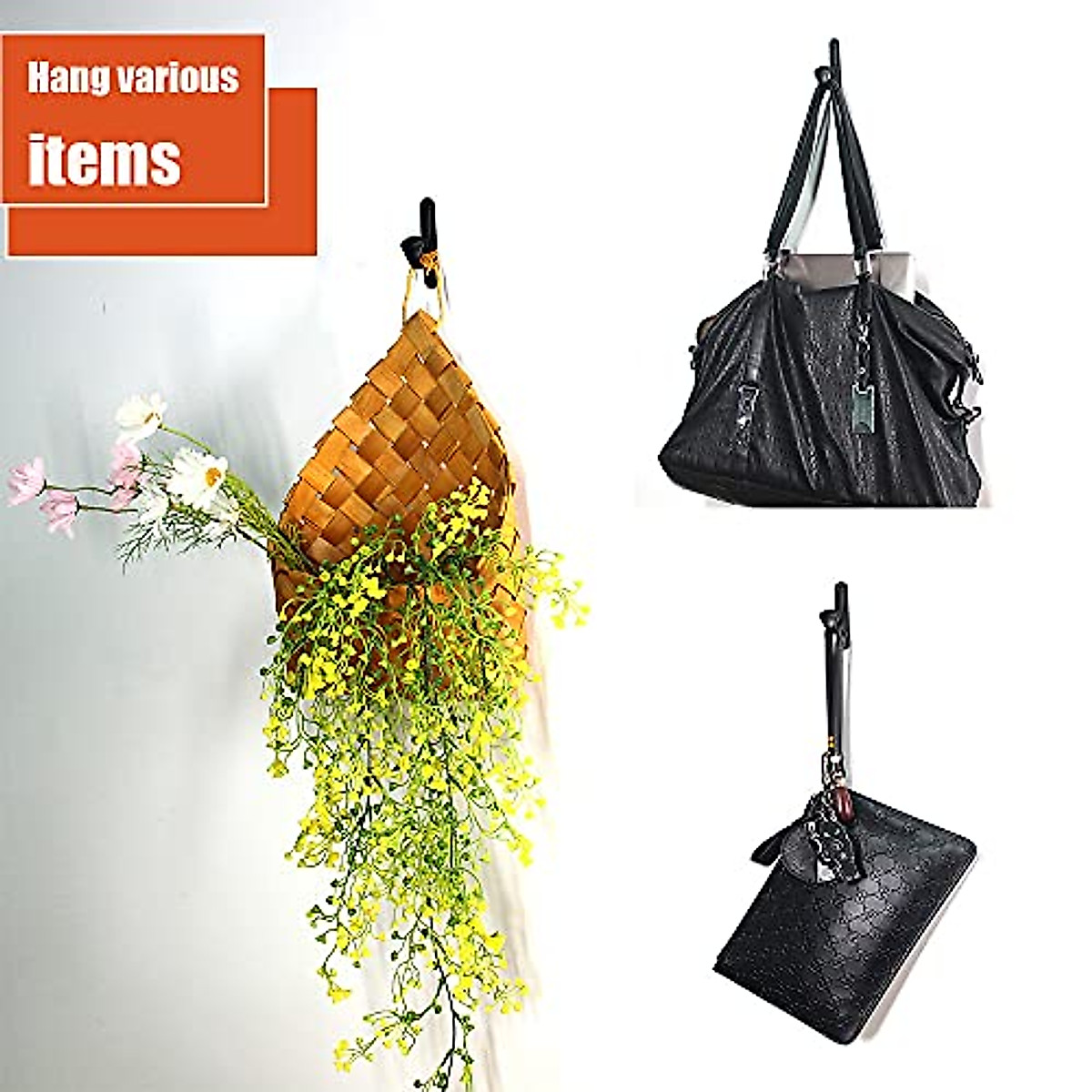 Exxacttorch 4 Pack Single Prong Wall Mounted Hat Towel Bag Hanger, Decorative Art Coat Hooks with Deep Curve, Solid Zinc Alloy Wall Hooks Holder for Keys, Umbrella, Matte Black