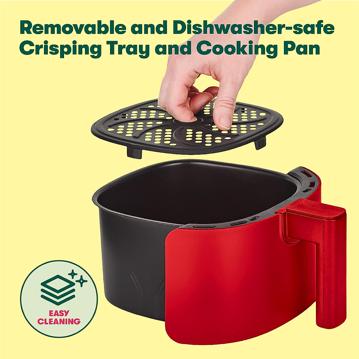 BELLA 2.9 Qt Touchscreen Air Fryer Oven and 5-in-1 Multicooker with Removable NonstickDishwasher Safe Crisping Tray and Basket, 1400 Watt Heating System, Matte Red