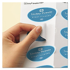 Avery® Easy Peel® Print-To-The-Edge Permanent Inkjet/Laser Oval Labels, 22804, 1 1/2" x 2 1/2", Glossy White, Pack Of 180