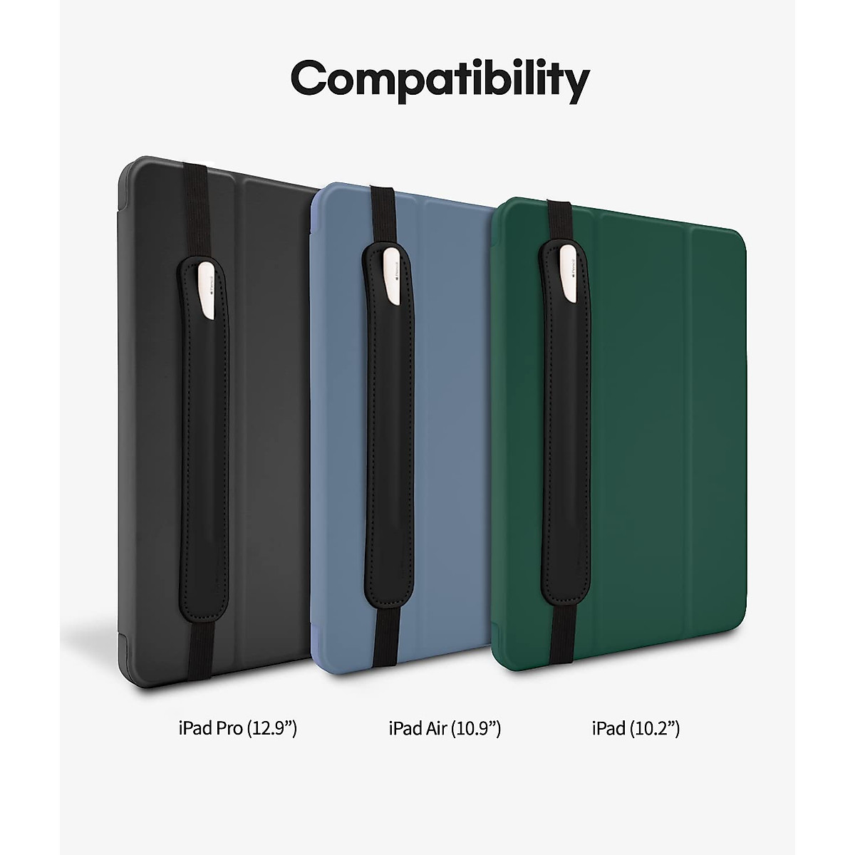 Goospery Pencil Holder Compatible with Apple Pencil (1st & 2nd Generation) Sling Sleeve PU Leather Pouch Case Pocket Accessories Elastic Band Fit iPad 8th 7th Mini 5th/Notebook/Tablets - Black