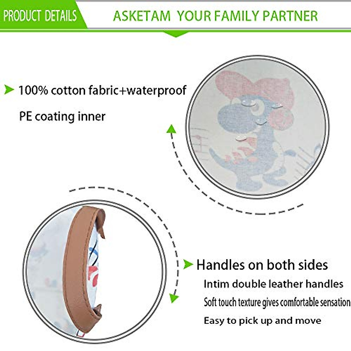 ASKETAM Square Canvas Collapsible Fabric Baby Toy Box Storage Bin Bedroom Decor Closet Kids Laundry Baskets Toy Organizer,Shelf Basket Nursery Storage,Gift Baskets(Music Dinosaur)