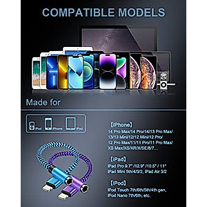 2-Pack Lightning to 3.5mm Aux Adapter, Headphone Adapter for Aux Cord [Apple MFI Certified] 3.5mm Jack Aux Audio Adapter Dongle for iPhone 14 13 12 11 Pro Max Plus Mini XR XS 8 iPad iPod