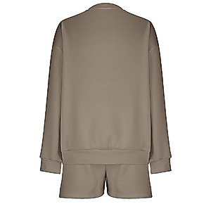 jovati Women 2 Piece Outfits Fall Workout Sets Sweatsuit Oversized Sweatshirt Shorts Lounge Sets 2023 Trendy Preppy Clothes