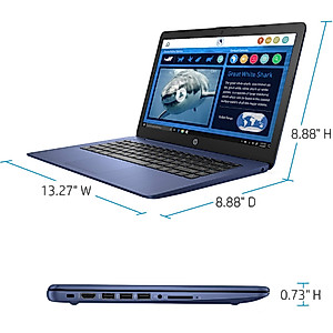HP Stream 14-ds0036nr 14-inch HD Touchscreen Laptop, AMD A4-9120e Dual-Core, 4GB DDR4 RAM, 64GB eMMC, AMD Radeon R3 Graphics, Windows 10 Home, WiFi Bluetooth Royal Blue (Renewed)