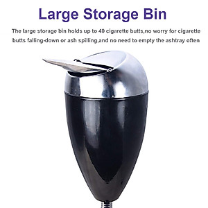 Floor Standing Ash Tray with Lid Adjustable Height from 21.5" to 35" Stainless Steel Contemporary Self-Cleaning Telescopic Smoking Ashtray Cigarette Ashtrays Tall Patio Windproof Ash Holder