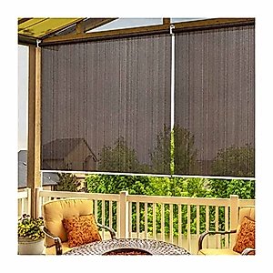 Exterior Patio Roller Shade, Outdoor Light Filtering Window Blinds Roll-Up Sun Shade Cover, Privacy Screen Curtain for Pergola Deck, Custom Size PENGFEI (Color : Brown, Size : 0.6X1M(23.6X39.3IN))