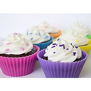 Pantry Elements Silicone Cupcake Liners for Baking and Bonus Gift Jar, Pack of 12 Reusable Muffin Liners Baking Cups Molds for Baking, Bento Lunch Box Accessories, Moldes de Silicona Para Reposteria