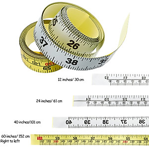 4 Size Workbench Ruler Adhesive Backed Tape Measure Waterproof Sticky Measuring Tape in 60 Inches/ 152 cm, 24 Inches/ 61 cm, 12 Inches/ 30 cm, 40 Inches/ 101 cm Ruler for Work