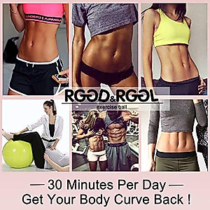 RGGD&RGGL Yoga Ball Chair, Exercise Ball with Leak-Proof Design, Stability Ring&2 Adjustable Resistance Bands for Any Fitness Level, 1.5 Times Thicker Swiss Ball for Home&Gym&Office&Pregnancy (65 cm)