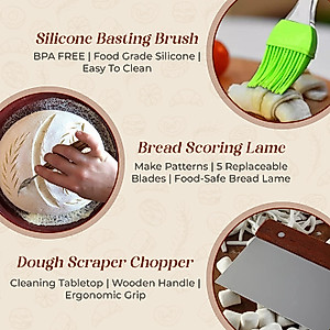 LITHOS Store 10 Inch Oval Natural Rattan Banneton Bread Proofing Basket Set with Bread Lame & Slashing Scraper - Natural Rattan Bread Proofing Basket, Ensures Crispy Crust & Fluffy Interior