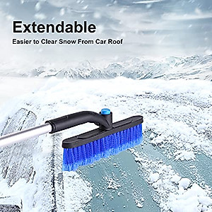 Rousytn 32" Extendable Ice Scraper Snow Brush, Snow Scraper Brush for Car Windshield, Detachable Snow Removal Tool with Foam Grip for Cars, Trucks, SUV