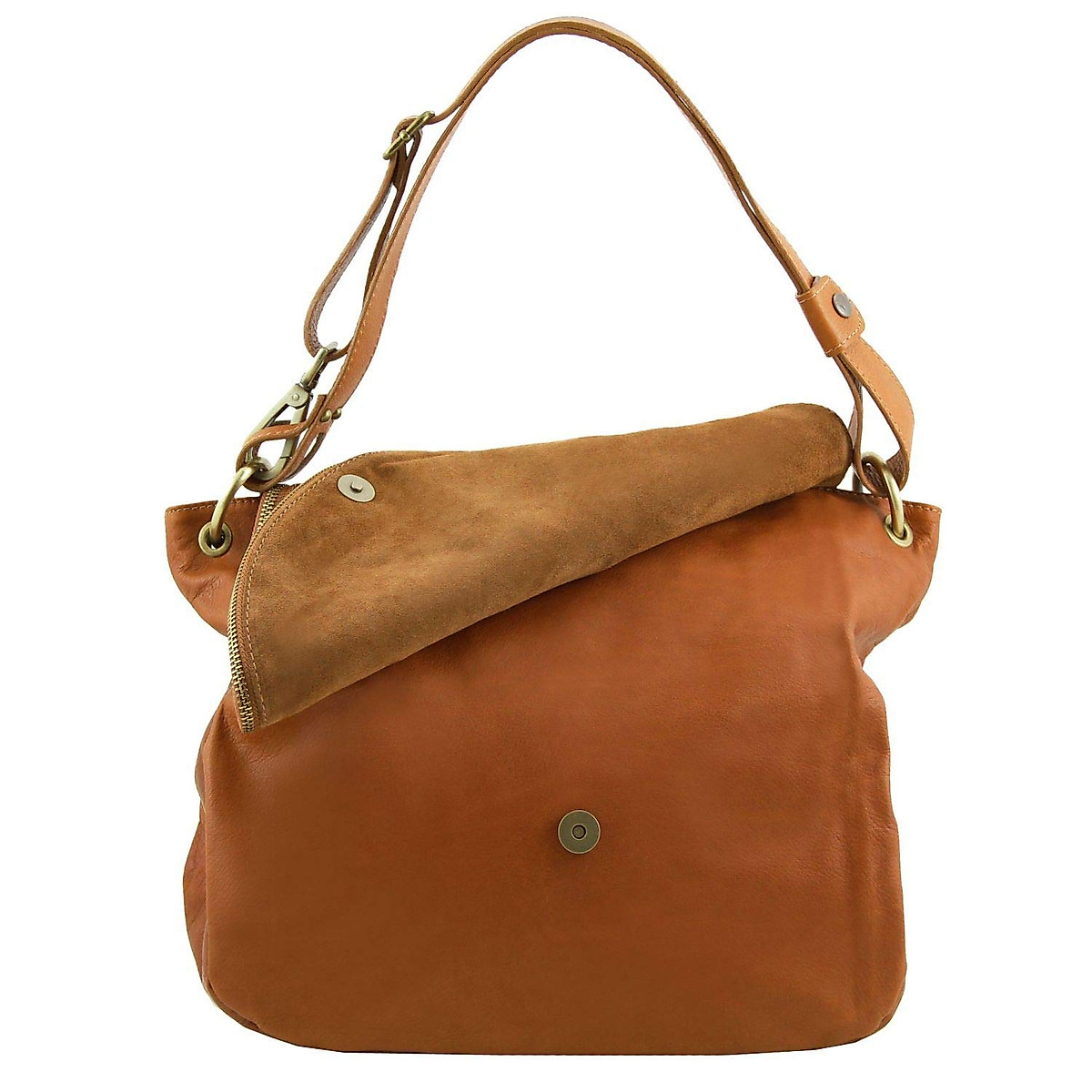 Tuscany Leather TLBag Soft leather shoulder bag with tassel detail Cognac
