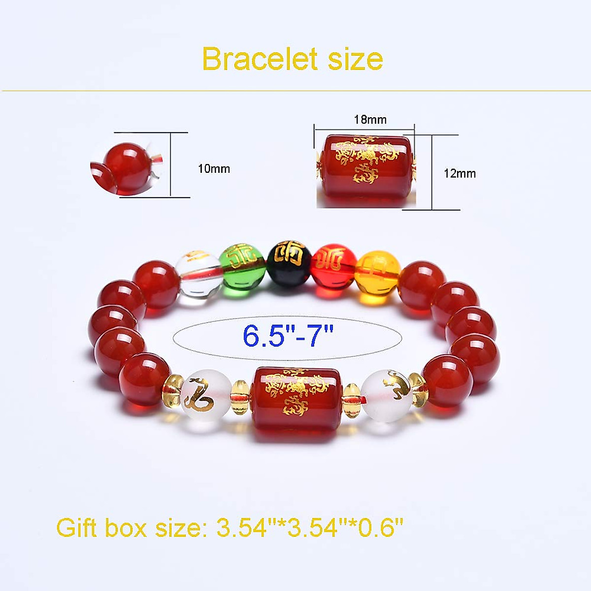 KESOCORAY Feng Shui Obsidian Red Agate Wealth Five-Element Yoga Pure Heart Bracelet for Good Luck