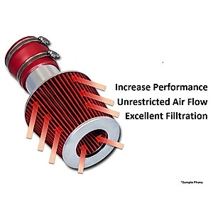 High Performance Parts Heat Shield Cold Air Intake Kit & Red Filter Combo Compatible for Chevrolet 2010 - 2011 Camaro V6 3.6L