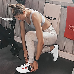 Mens Womens Cycling Shoes Compatible with Pelaton Bike Shoes Road Bike Shoes Riding Bicycle Pre-Installed with Delta Cleats Clip Indoor Outdoor Pedal Size 7 White