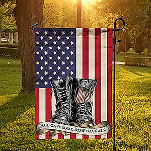 Artsy Woodsy 4th of July Independence Day Decorations God Bless America US Veteran American Soldier Fallen Hero Patriotic Military Burlap Garden Flag 12.5x18" Double-sided All-weather Yard Outdoor (01 (12x18"))
