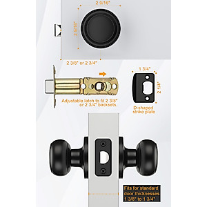 goldenwarm Black Passage Door Knobs, Matte Black Closet Door Knobs Interior, Black Passage Door Knobs Set for Hallway, Closet (5 Pack, Matte Black)