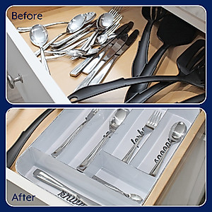 AuldHome Farmhouse Enamelware Silverware Organizer (White), Divided Cutlery Utensil Drawer Organizer