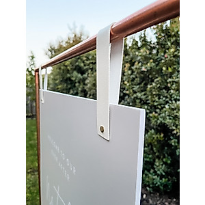 Leather Sign Straps for Hanging Sign, Welcome Sign, Wedding Sign, Engagement Sign, Event Display Sign, Seating Chart, Ceremony, Acrylic, Foamboard, Frame (White)