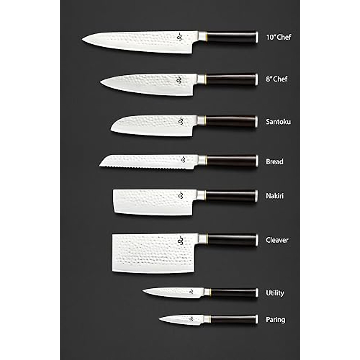 CBC Home- Premium Chef/Gyutou Knife - 67 Layer Hammered Damascus Steel, Super Sharp, Full Tang, Ebony Wood Handle - Ideal for All Kitchen Tasks- Professional Grade (9.5 Inch)